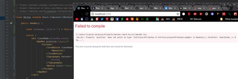 lint issue using appbar property position does not exist on