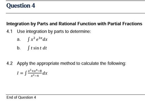Solved Question Integration By Parts And Rational Function Chegg