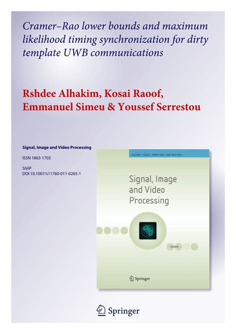 Pdf Cramerrao Lower Bounds And Maximum Likelihood Timing