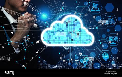 Conceptual Cloud Computing And Data Storage Technology For Future Innovation 3d Render