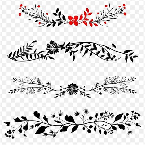 Premium Psd Floral Borderlines Design With Botanical And Garden Decorati Tattoo Line Ink Art
