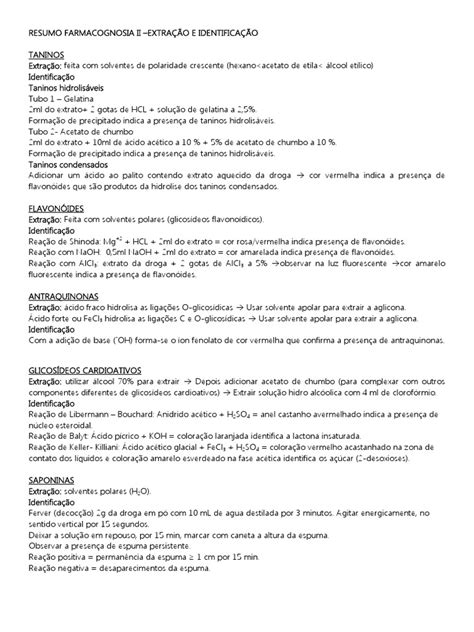 Resumo Farmacognosia Ii Pdf Ácido Solvente