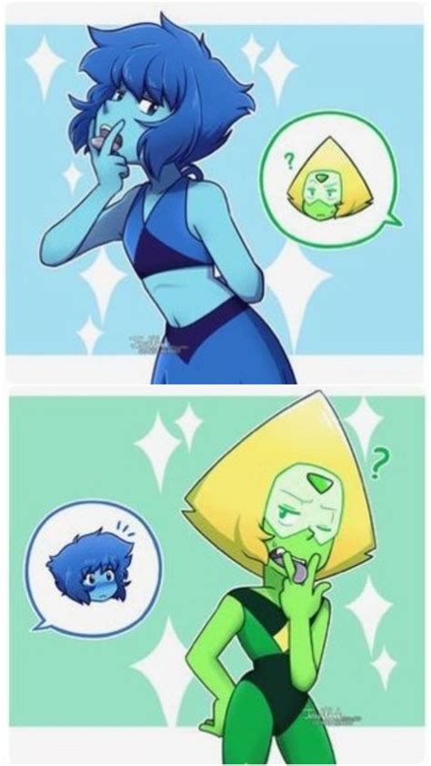 Two Cartoon Pictures One With Blue Hair And The Other With Green Eyes