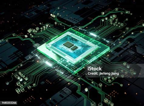 사이버 펑크 Ai의 3d 렌더링 회로 기판 기술 배경 중앙 컴퓨터 프로세서 Cpu 및 Gpu 개념 마더 보드 디지털 칩 기술