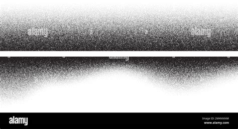 Black Noise Stipple Dots Halftone Pattern On White Horizontal Background Grainy Texture Stock