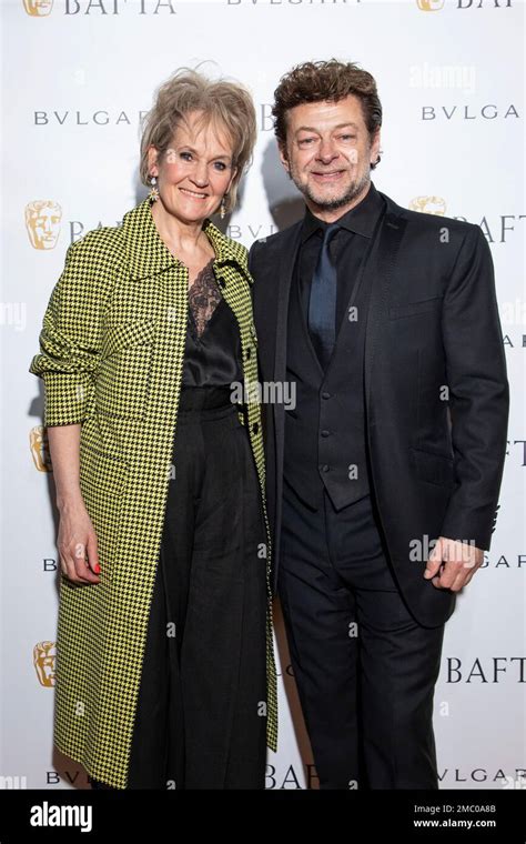 Lorraine Ashbourne And Andy Serkis Pose For Photographers Upon Arrival