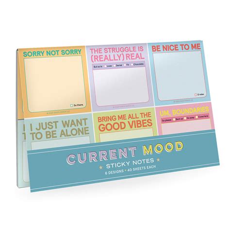 Buy Knock Knock Current Mood Sticky Packet Set 6 Sticky Note Pads Set