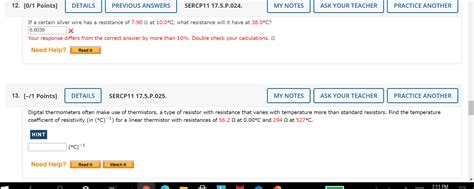 Solved 12 [0 1 Points] Details Previous Answers Sercp11