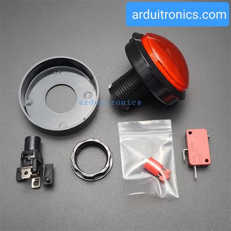 ปุ่มกดตู้เกม สวิตช์กดติดปล่อยดับขนาดใหญ่ 60mm พร้อมไฟ Led สีแดง Arduino Raspberry Pi Nodemcu