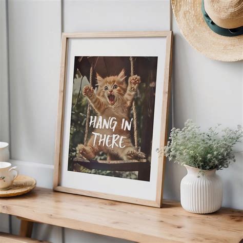 Hang In There Kitten Art Print Motivational Office Decor Etsy