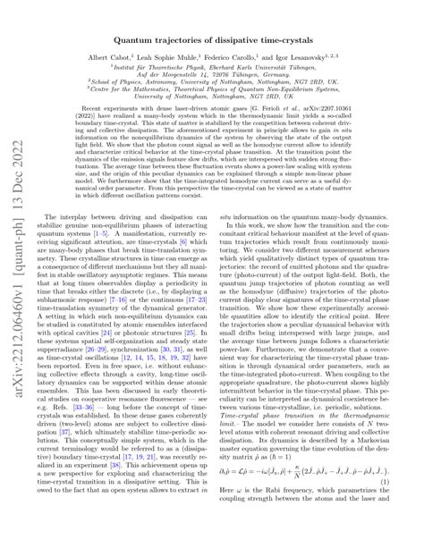 pdf quantum trajectories of dissipative time crystals