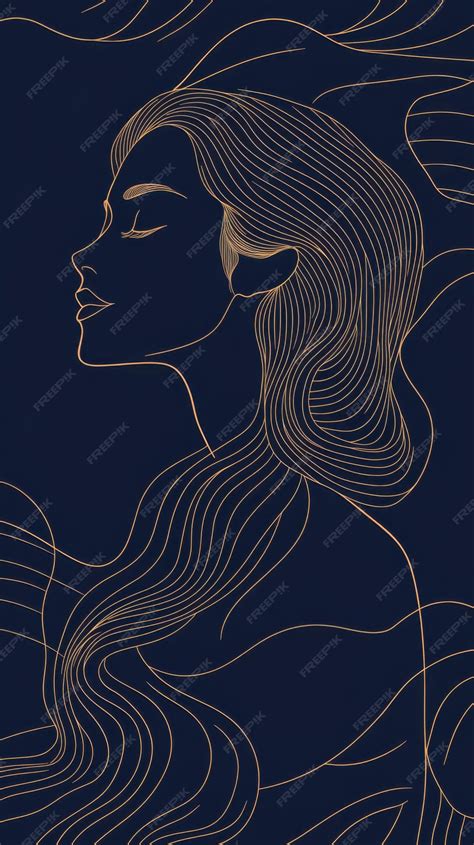 Line Drawing Of A Closeup Of A Womans Face Premium Ai Generated Image