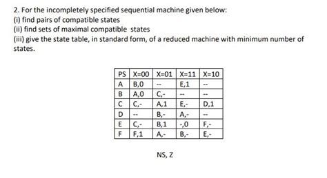 2 For The Incompletely Specified Sequential Machine