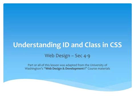 PPT Understanding ID And Class In CSS Web Design PowerPoint Presentation ID