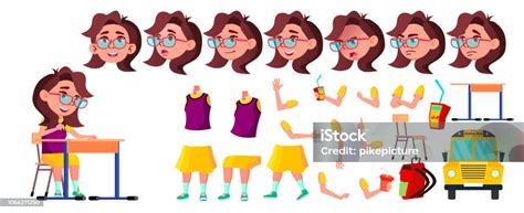 여자 여 고생 아이 벡터입니다 고등학교 아이입니다 애니메이션 만들기 세트입니다 감정 제스처를 얼굴 학교 학생입니다 졸업 숙제 교사입니다 프레 젠 테이 션 인쇄 초대장 디자인