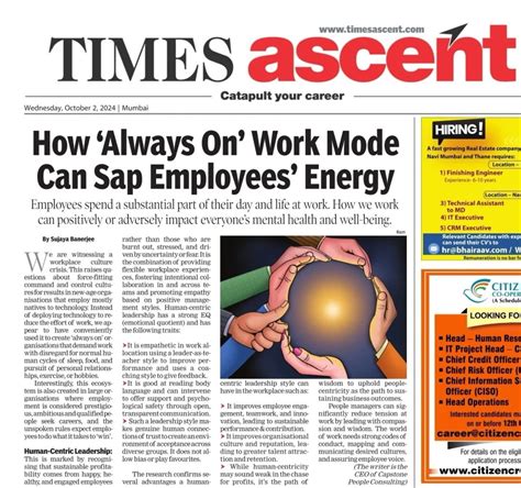 How ‘always On Work Mode Can Sap Employees Energy Dr Sujaya Banerjee