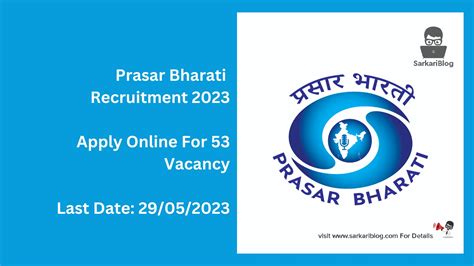 Prasar Bharati Recruitment 2023 Apply Online For 53 Vacancy