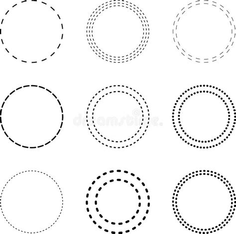 Dotted Line Circle Frame Vector Dashed Outline Design Of Border Icon Of Cut Circle Frame Stock