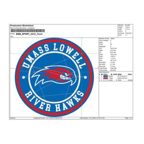 Ncaa Logo Umass Lowell River Hawks Embroidery Design Embro Inspire