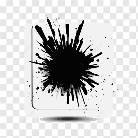사각형 배경에 페인트 튄 자국이 있는 검정 튄 자국 벡터 흰색 배경에 폭발의 단순한 검은색 아이콘 그림자 없음 작은 프레임 중앙 Png 일러스트 및 벡터 에 대한