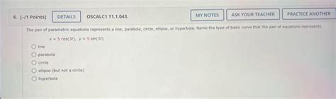 Solved Convert The Parametric Equations Of A Curve Into Chegg Com