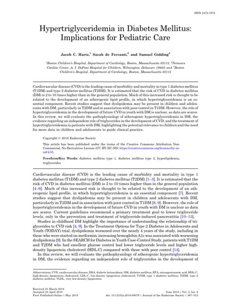 Hypertriglyceridemia In Diabetes Mellitus Pdf Cardiovascular Diseases High Density Lipoprotein