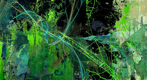 Modern Abstract Painting In Green And Black