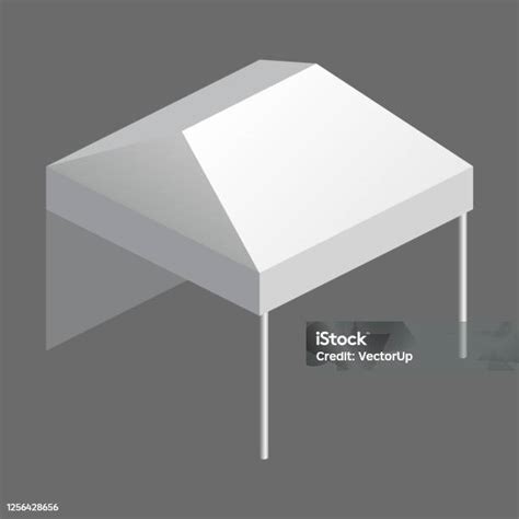 캐노피 텐트 무역 이벤트 Isometry 접이식 홍보 옥외 광고 쇼 팝업 템플릿 벡터 격리 그림 3차원 형태에 대한 스톡 벡터 아트 및 기타 이미지 Istock
