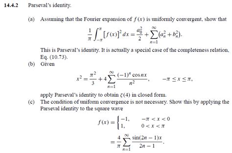 14 4 2 parseval s identity a assuming that the