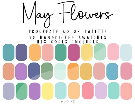 May Flowers Procreate Color Palette Spring Color Palette Canva Branding