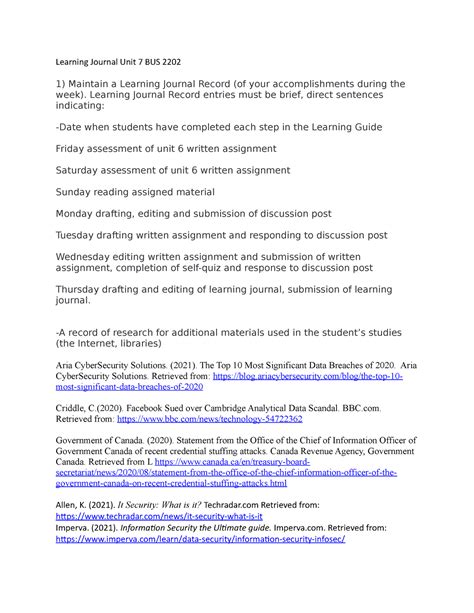 Learning Journal Unit 7 Bus 2202 Learning Journal Unit 7 Bus 2202 Maintain A Learning Journal