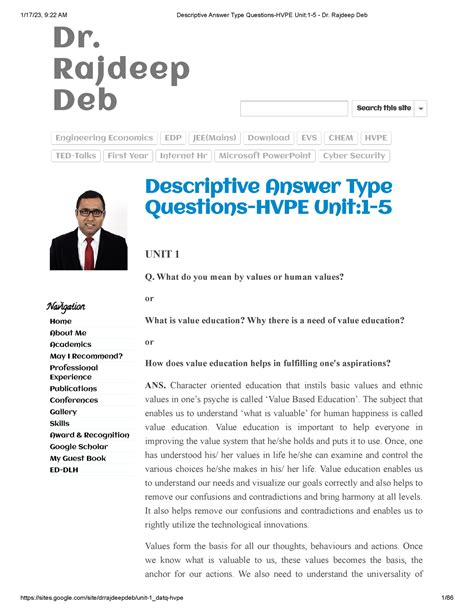 Descriptive Answer Type Questions Hvpe Unit 1 5 Dr Rajdeep Deb Engineering Economics Edp