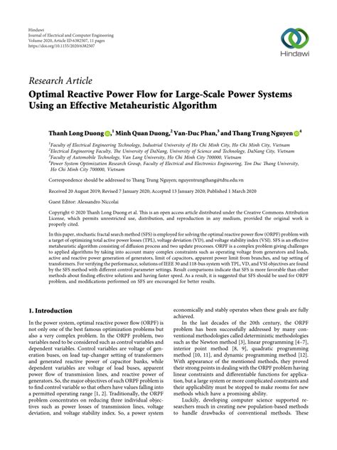 Pdf Optimal Reactive Power Flow For Large Scale Power Systems Using An Effective Metaheuristic