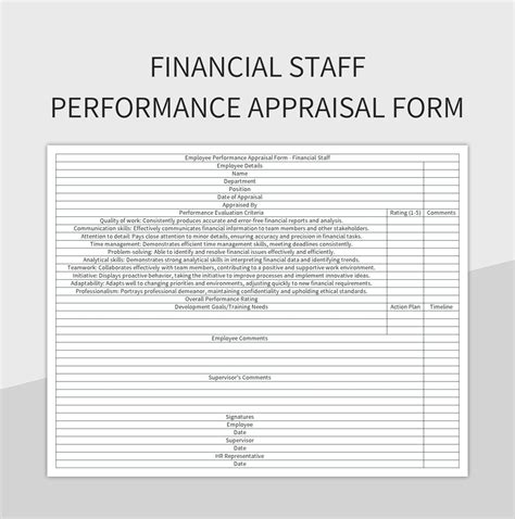 Financial Staff Performance Appraisal Form Excel Template And Google Sheets File For Free