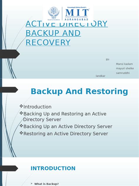 Active Directory Backup And Recovery Mansi Pdf