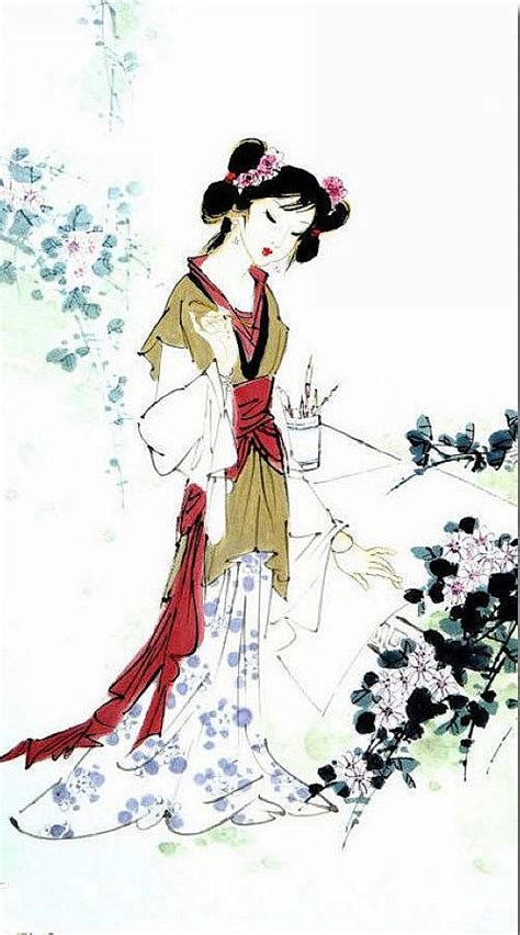 国画精品金陵十二钗 贾惜春将那三春看破桃红柳绿待如何把这韶华打灭觅那清淡天和说什么天上夭桃盛云中杏蕊多到头来谁见把秋捱过