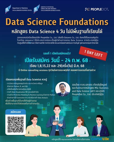 Center วันสุดท้าย‼ คอร์ส Data Science Foundations รอบมีนาคม 68 ⚡️เพิ่มบทเรียน Generative Ai
