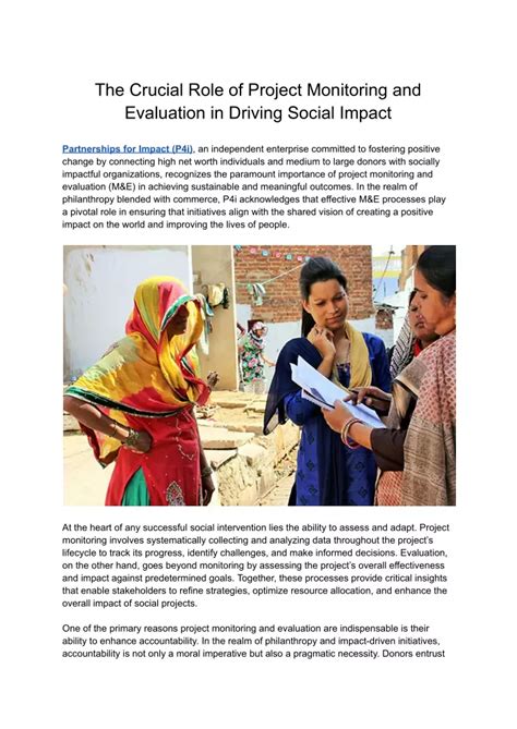 PPT The Crucial Role Of Project Monitoring And Evaluation In Driving Social Impact PowerPoint