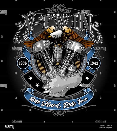 V Twin Motorcycle Engine Stock Vector Images Alamy