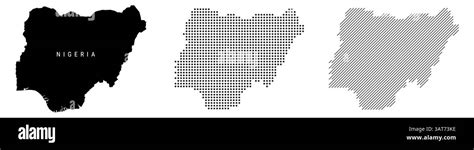 Nigeria Detailed Silhouette Map Dotted Pattern And Slanted Parallel Lines Pattern Nigerian