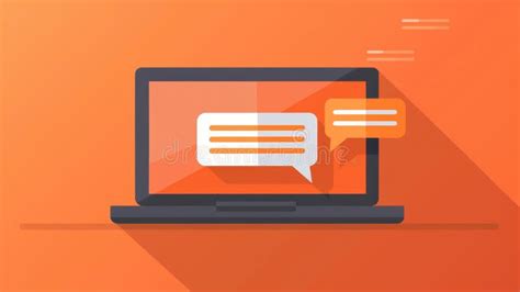 Modern Laptop With Chat Bubbles On Orange Background Stock Illustration Illustration Of Symbol