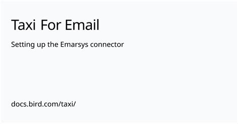 Setting Up The Emarsys Connector Taxi For Email