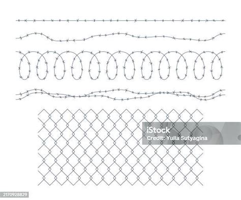철망 철조망 및 철망 라인 세트에서 울타리 검은 실루엣 울타리 장식 테두리 그래픽 경계 장벽 안전 그리드 벽 벡터 가시에 대한 스톡 벡터 아트 및 기타 이미지 Istock