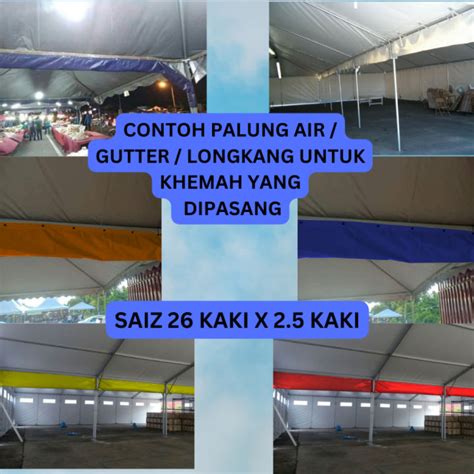 Palung Air Pvc Gutter Pvc Longkang Kanvas Saiz 26ft X 2 5ft Untuk Kanopy 20x20 Ft 6mx6m