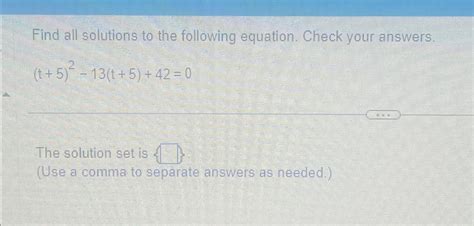 Solved Find All Solutions To The Following Equation Check