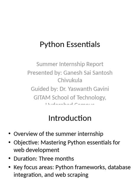 Python Essentials Internship Presentation Pdf Python Programming