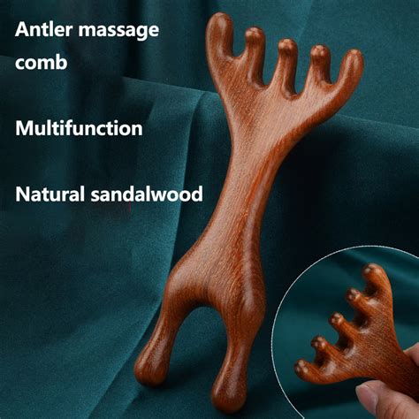 Antler Massage Comb Five Claw Head Treatment Scraping Meridians Comb