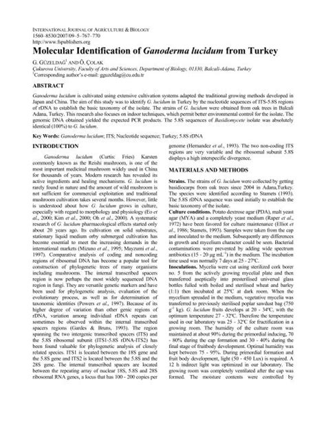 Molecular Identification Of Ganoderma Lucidum