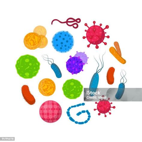 벡터 생물학 아이콘입니다 일러스트 레이 션의 박테리아와 미생물 유기 체 알레르기 포도 상 구 균 에볼라 및 기타 다중 색상에 대한 스톡 벡터 아트 및 기타 이미지 Istock