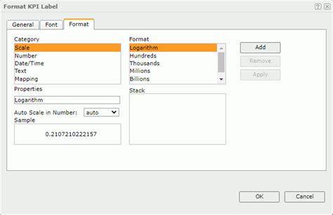 Format Kpi Label Dialog Box Properties Logi Analytics